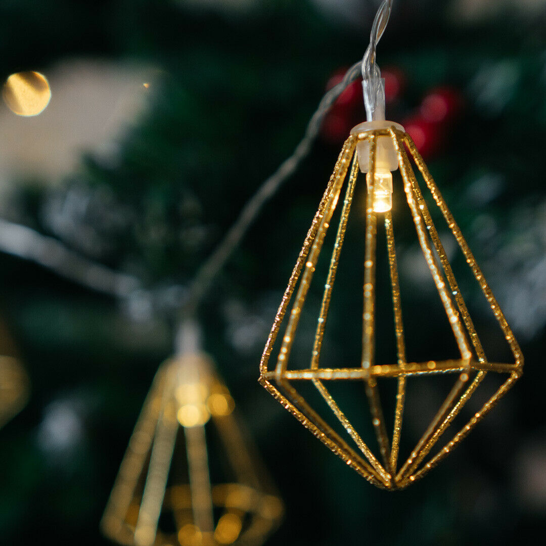 10 LED Diamond Gold Fairy Lights - Lush Lights