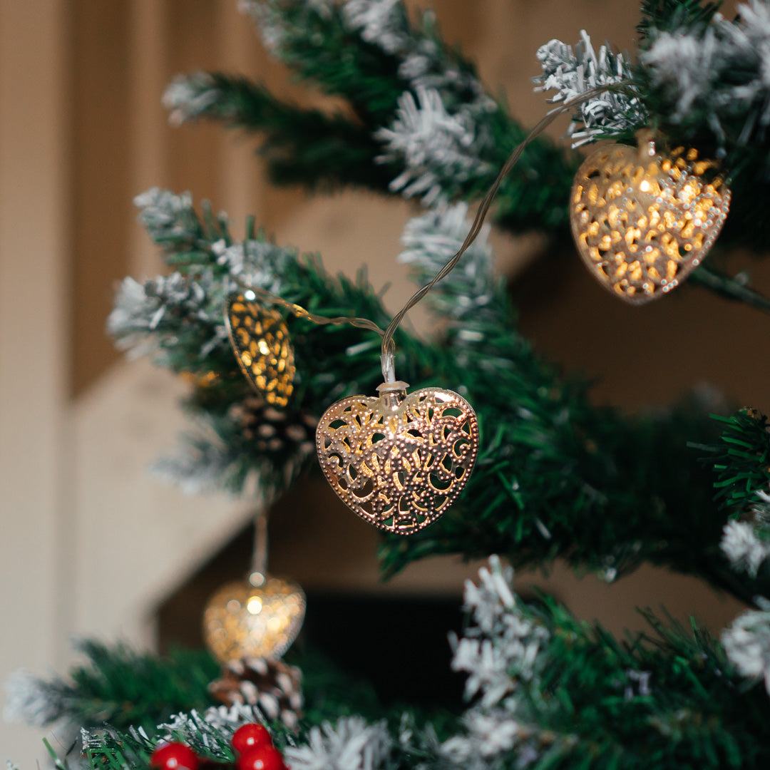 10 LED Silver Filigree Heart Lights – Lush Lights